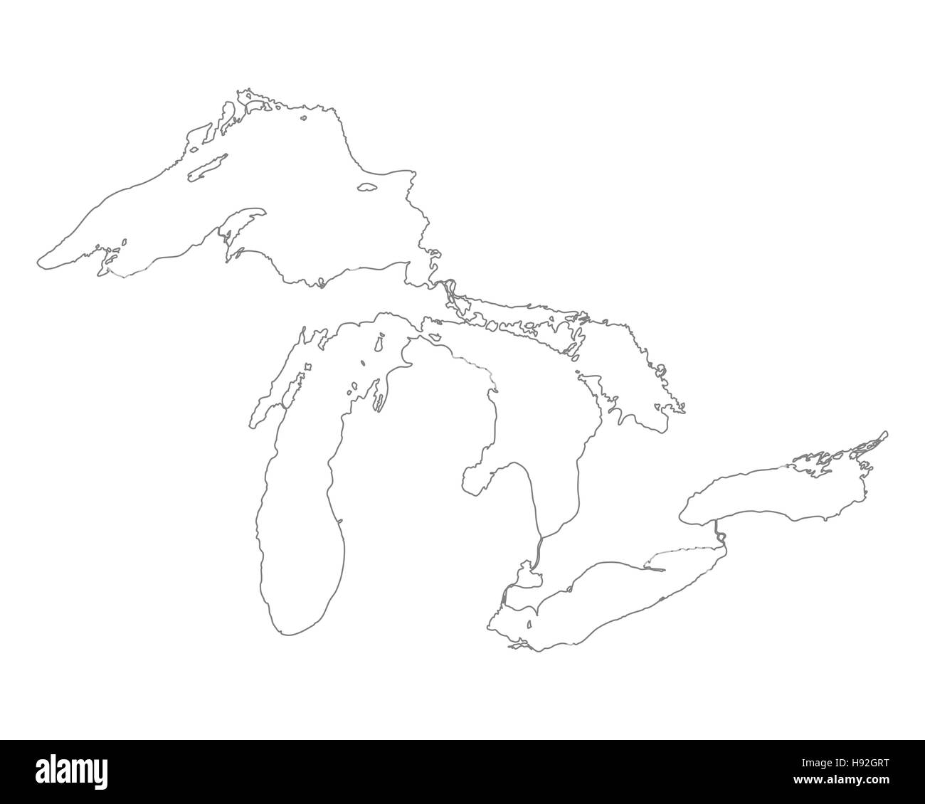 Map of Great Lakes Stock Photo - Alamy