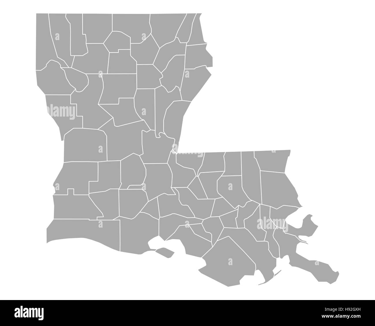 Louisiana us state contour map Black and White Stock Photos & Images ...