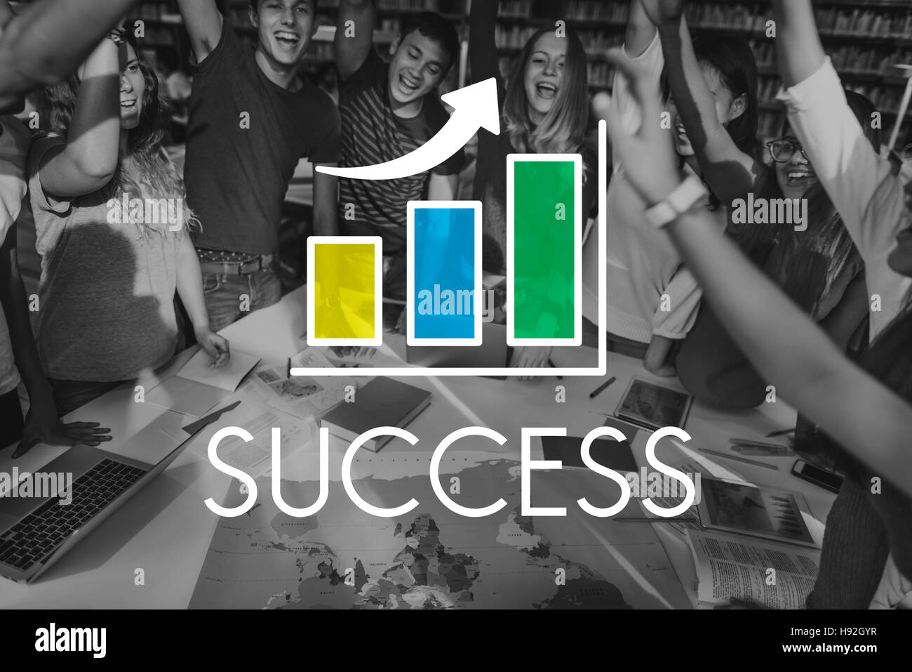 Success Increasing Bar Chart Concept Stock Photo - Alamy