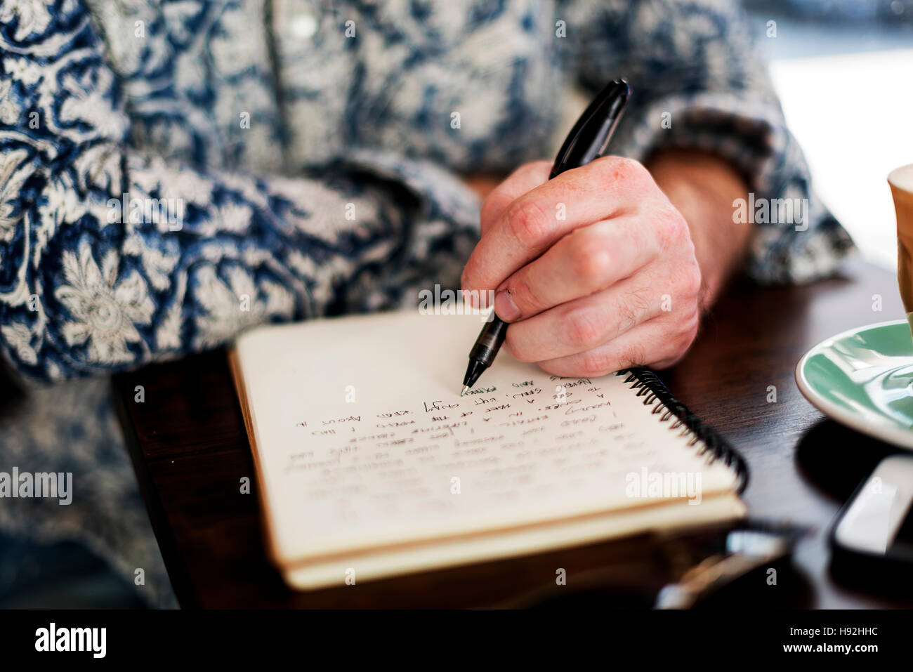 Man Writing Diary Relax Concept Stock Photo - Alamy