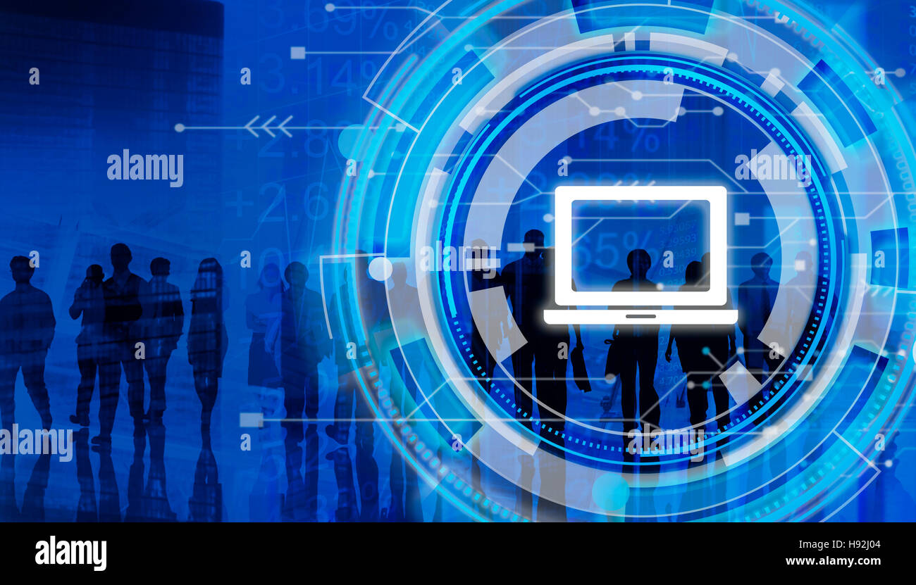 Digital blue hud interface laptop hi-res stock photography and images ...