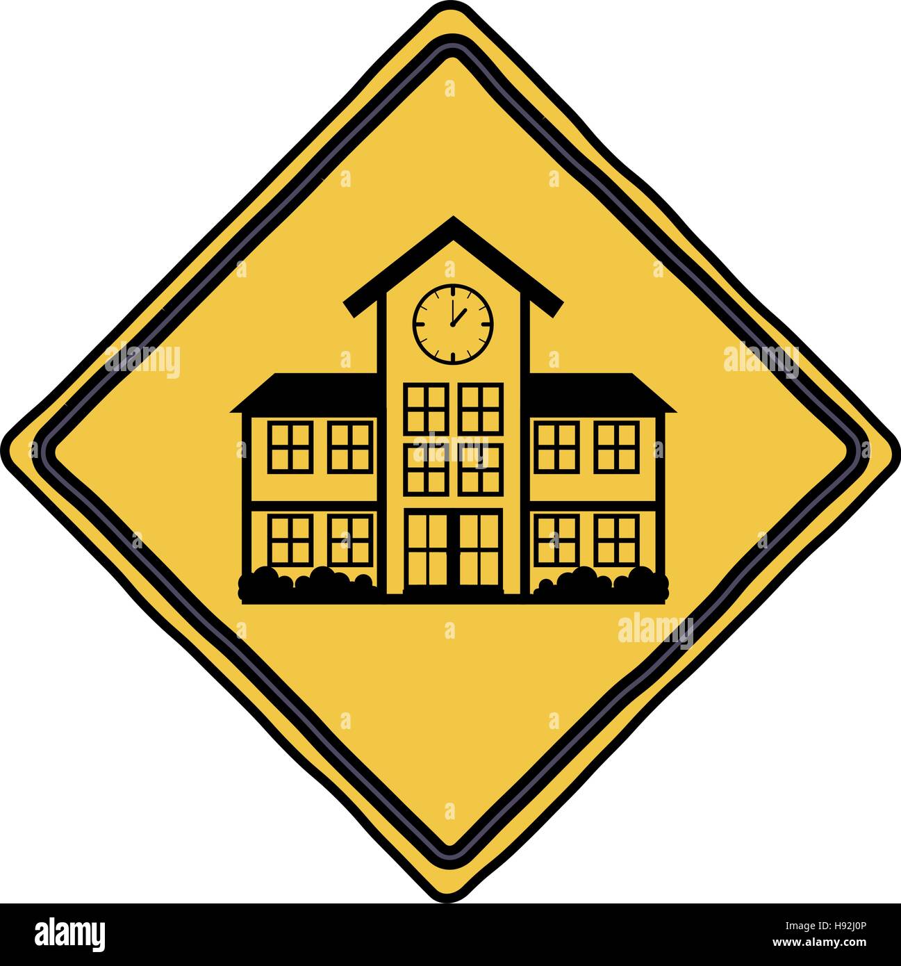yellow school road sign icon. Street information warning and guide ...