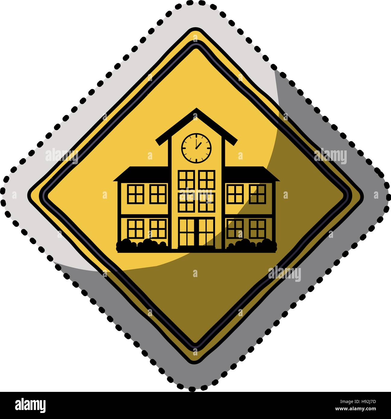 yellow school road sign icon. Street information warning and guide ...