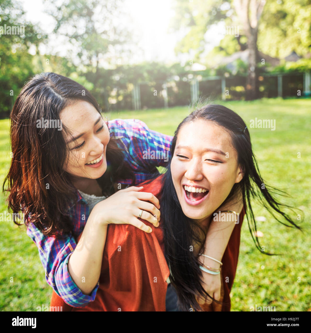 Sister Friendship Embracing Adorable Outside Concept Stock Photo - Alamy