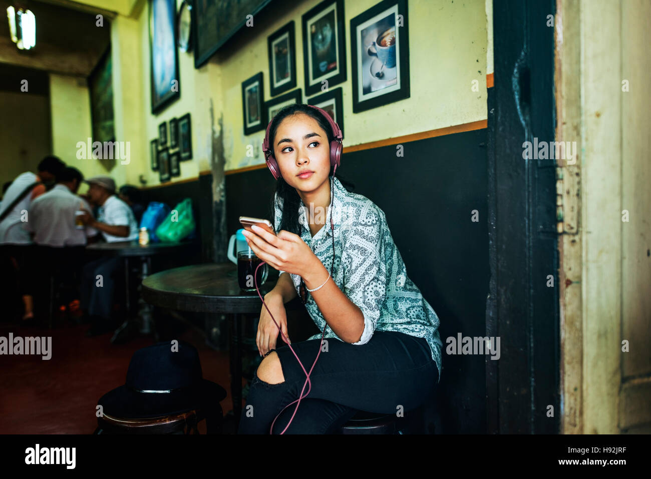 Music Song Playlist Listening Connection Girl Concept Stock Photo - Alamy