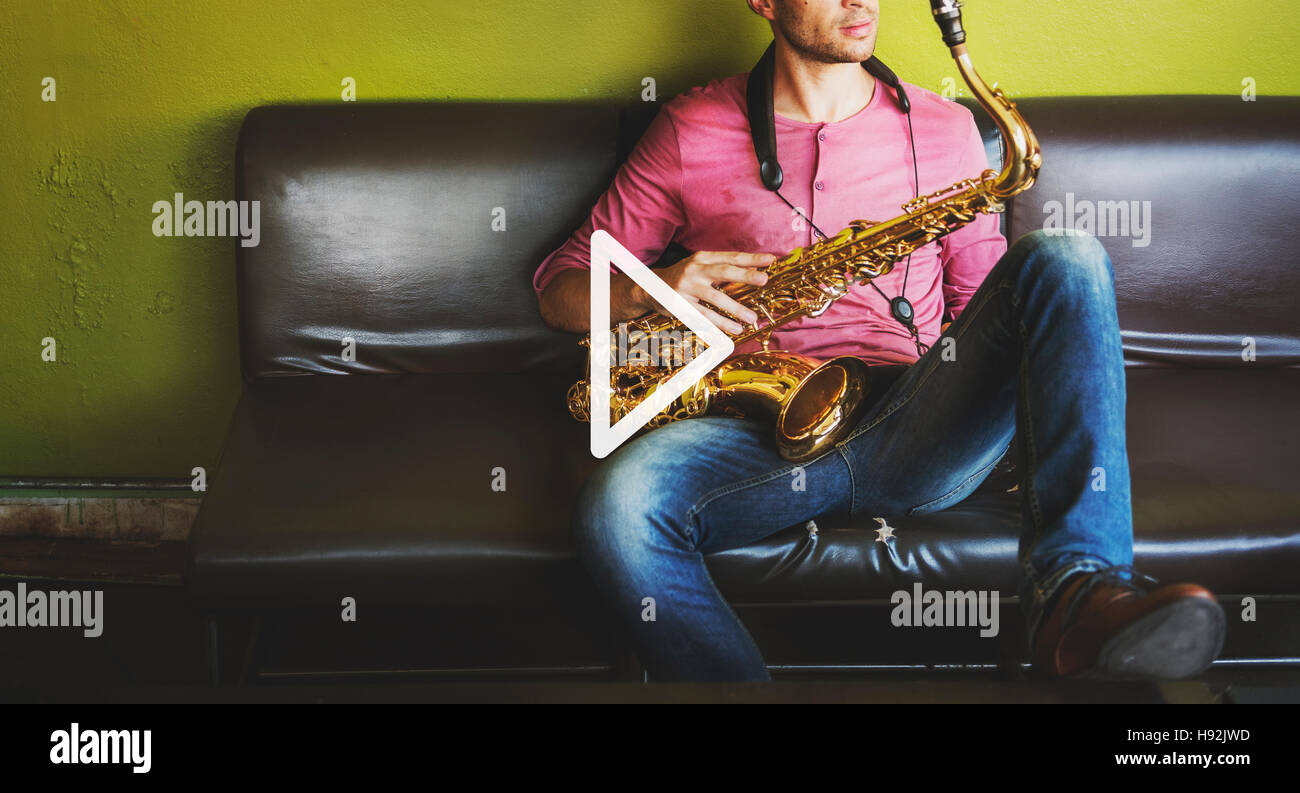 Press Play Icon Lifestyle Graphic Concept Stock Photo - Alamy