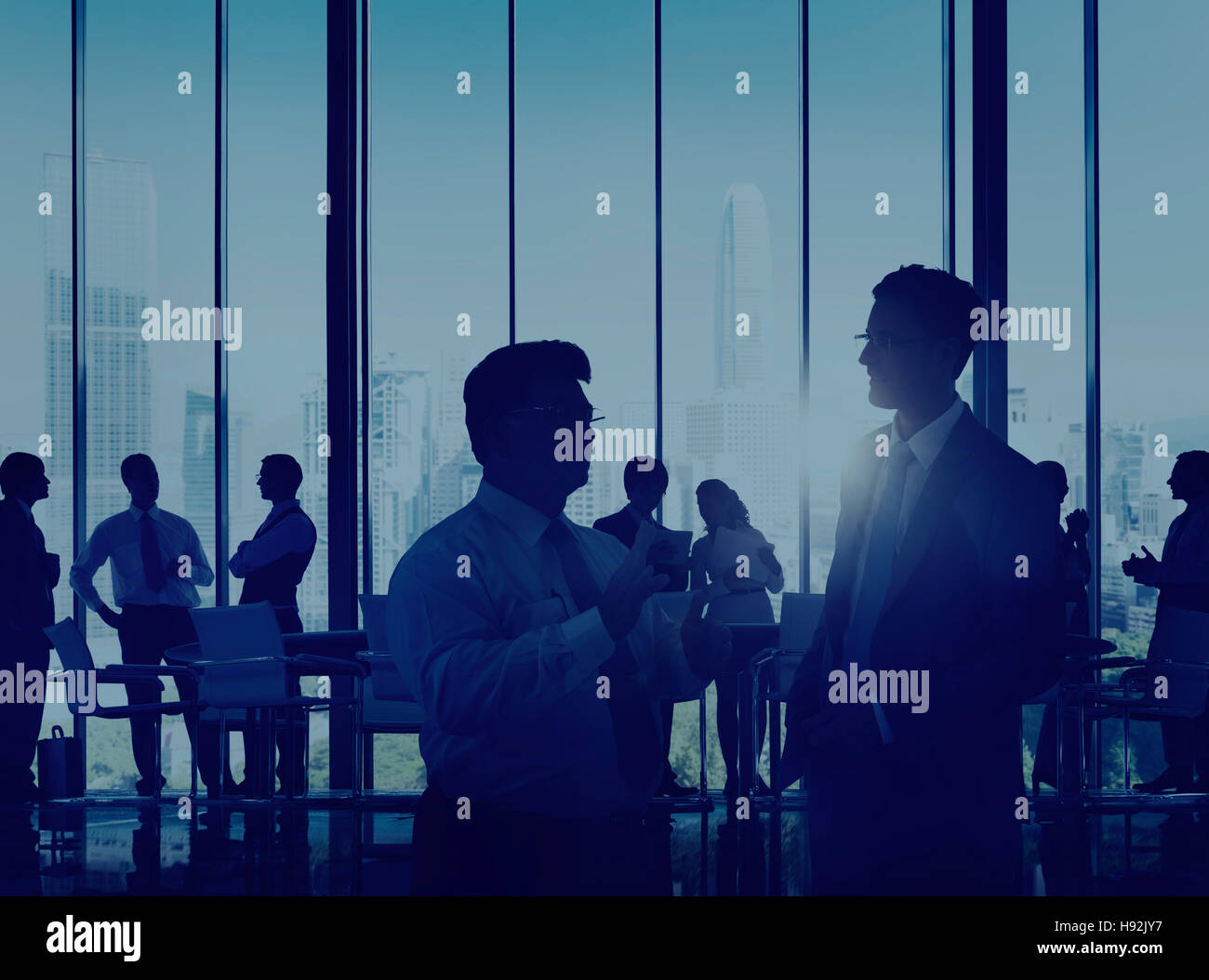 Silhouette Business Corporate Connection Meeting Concept Stock Photo ...