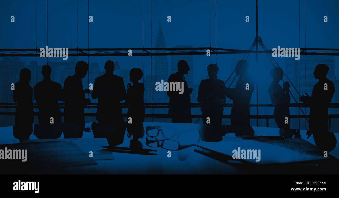 Group People Silhouette Communication Office Concept Stock Photo - Alamy