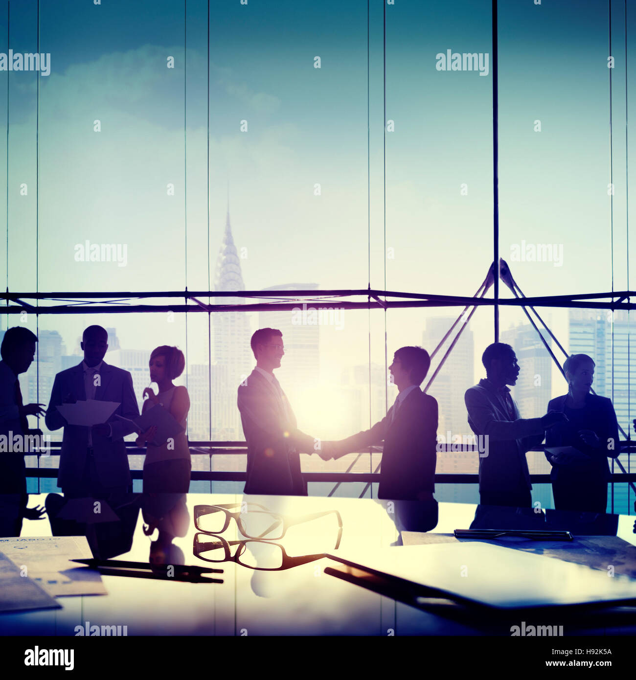 Group People Silhouette Communication Office Concept Stock Photo - Alamy