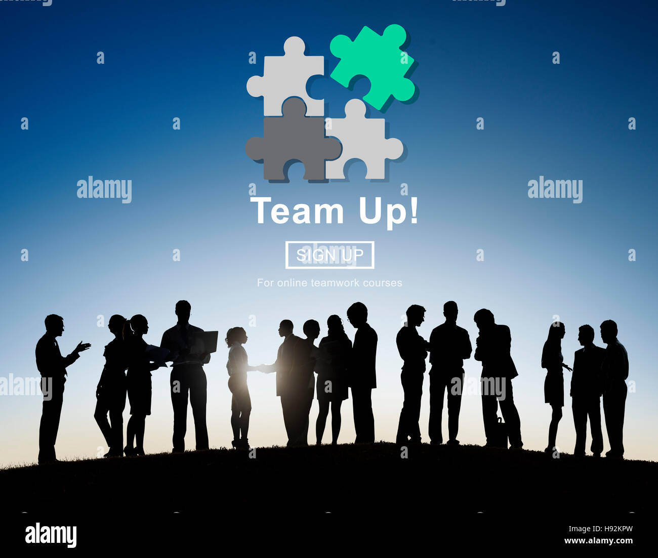 Team Up Teamwork Collaboration Togetherness Concept Stock Photo - Alamy