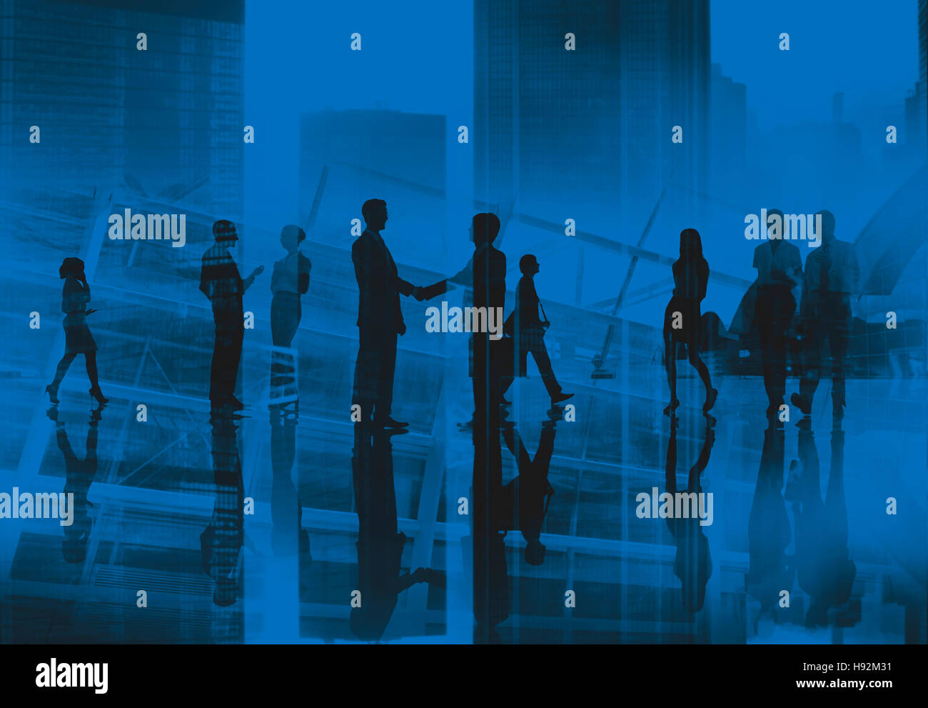 Business People Walking Commuter Rush Hour Handshake Concept Stock ...