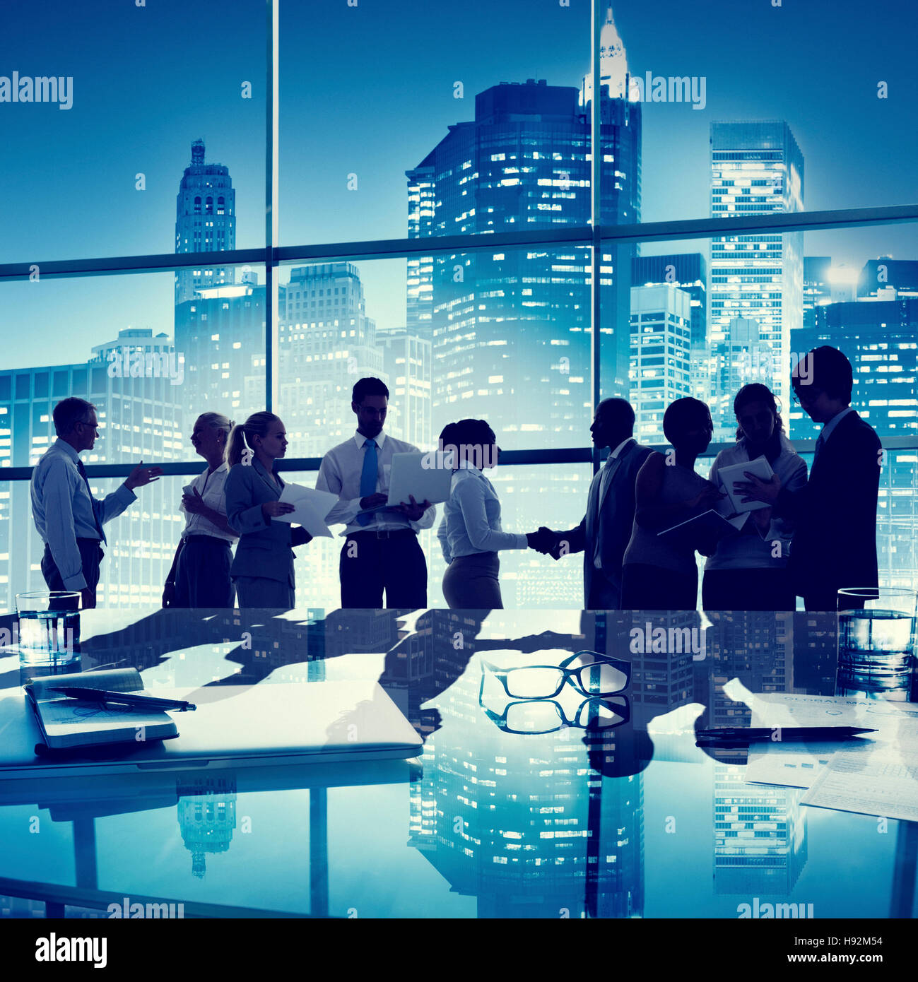 Group People Silhouette Communication Office Concept Stock Photo - Alamy