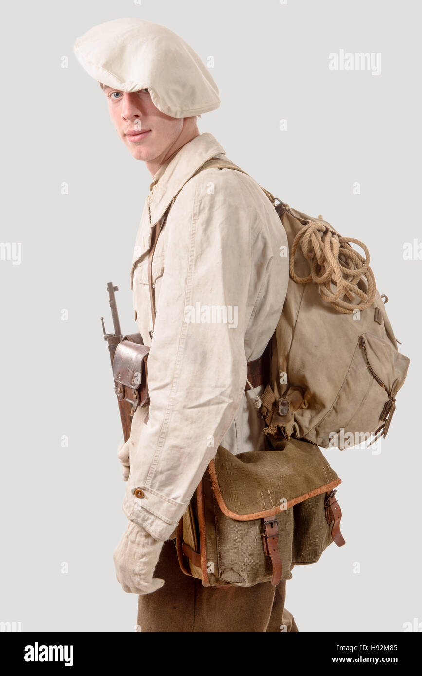 french mountain soldier with a uniform 1940s Stock Photo - Alamy