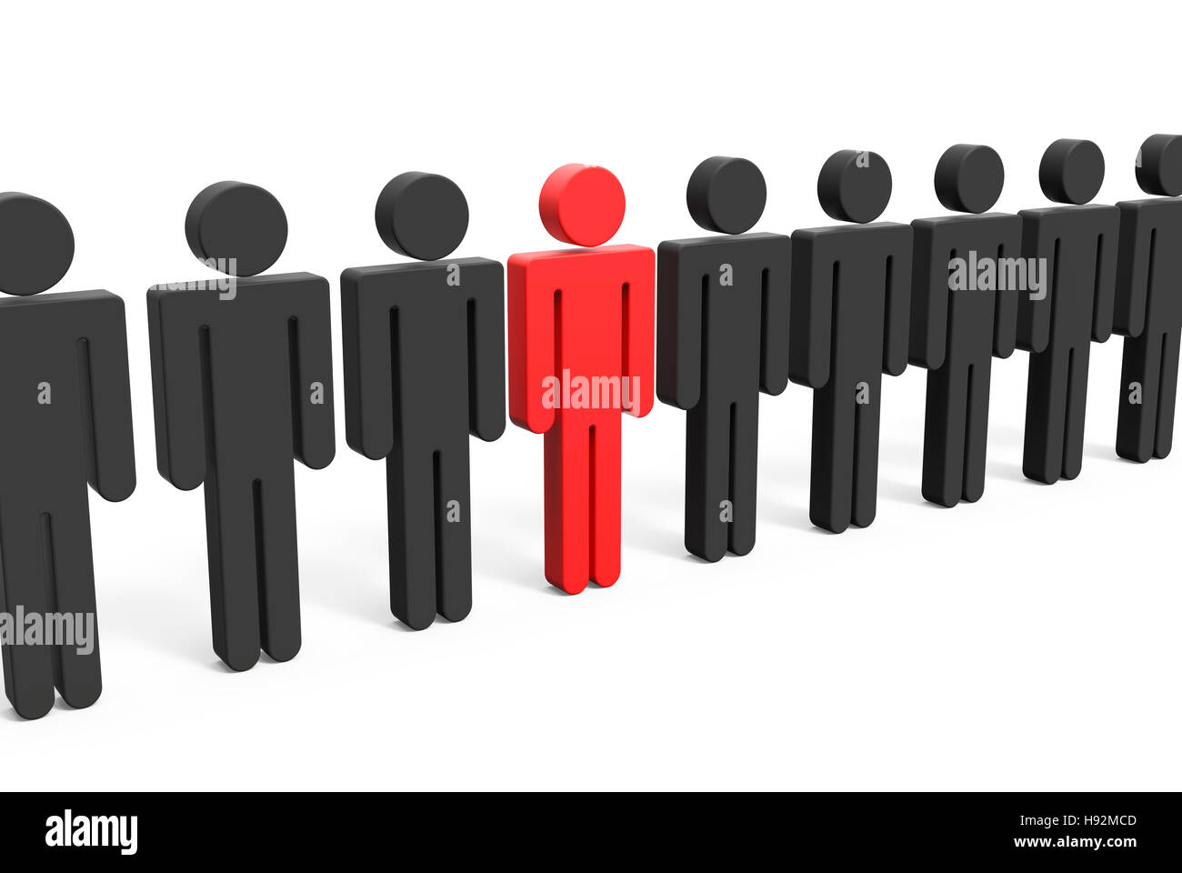 red man symbol in the line of those black ones, 3d illustration white ...