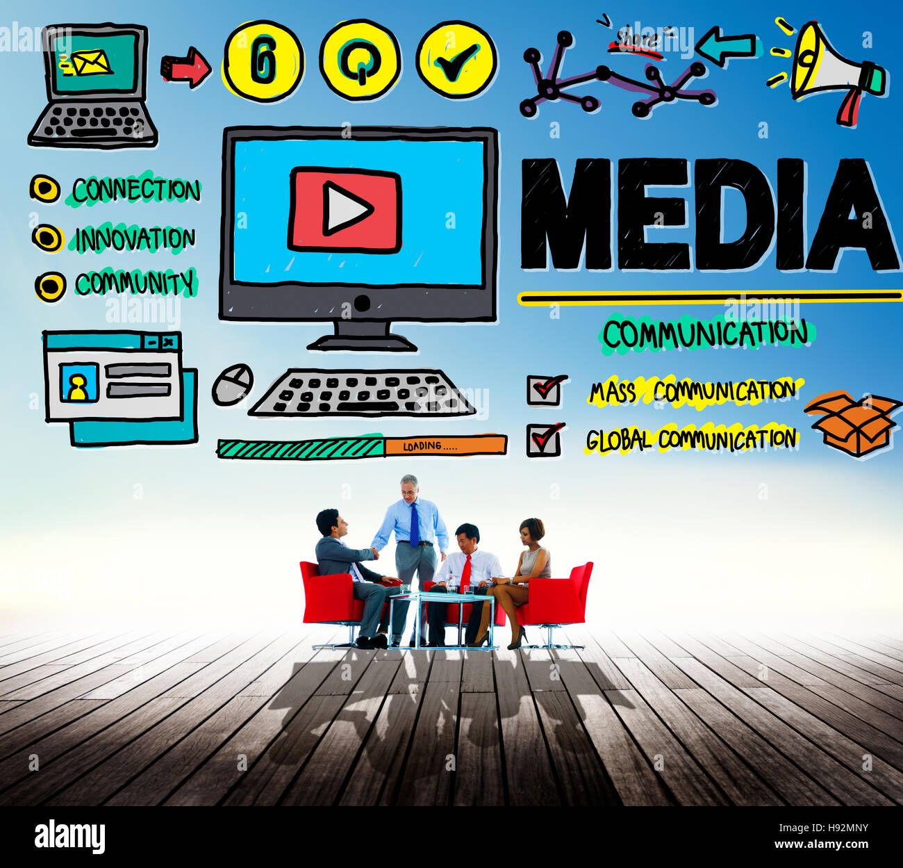 Media Devices Mess Communication Multimedia Concept Stock Photo - Alamy