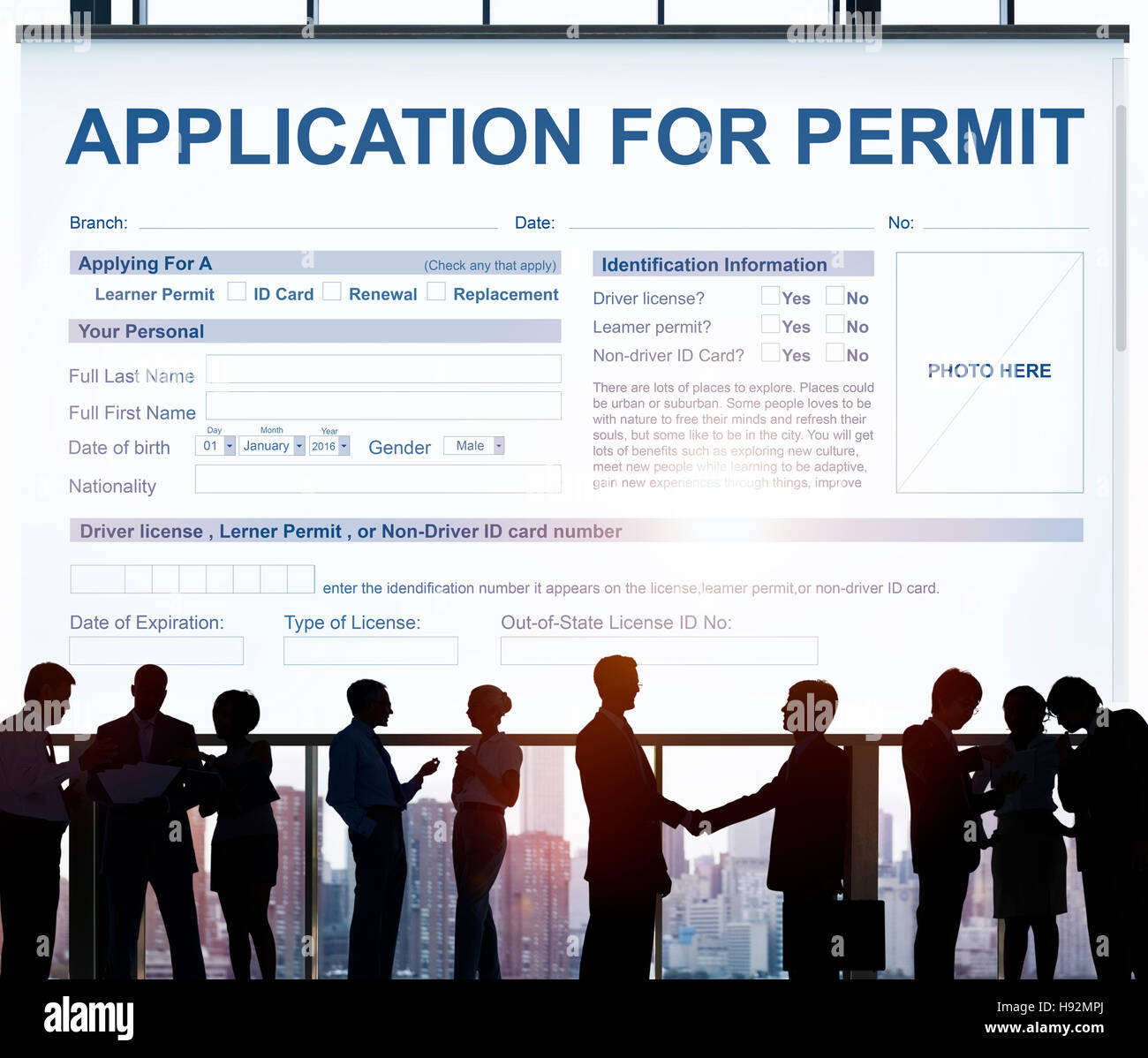 Application for Permit Form Authority Concept Stock Photo - Alamy