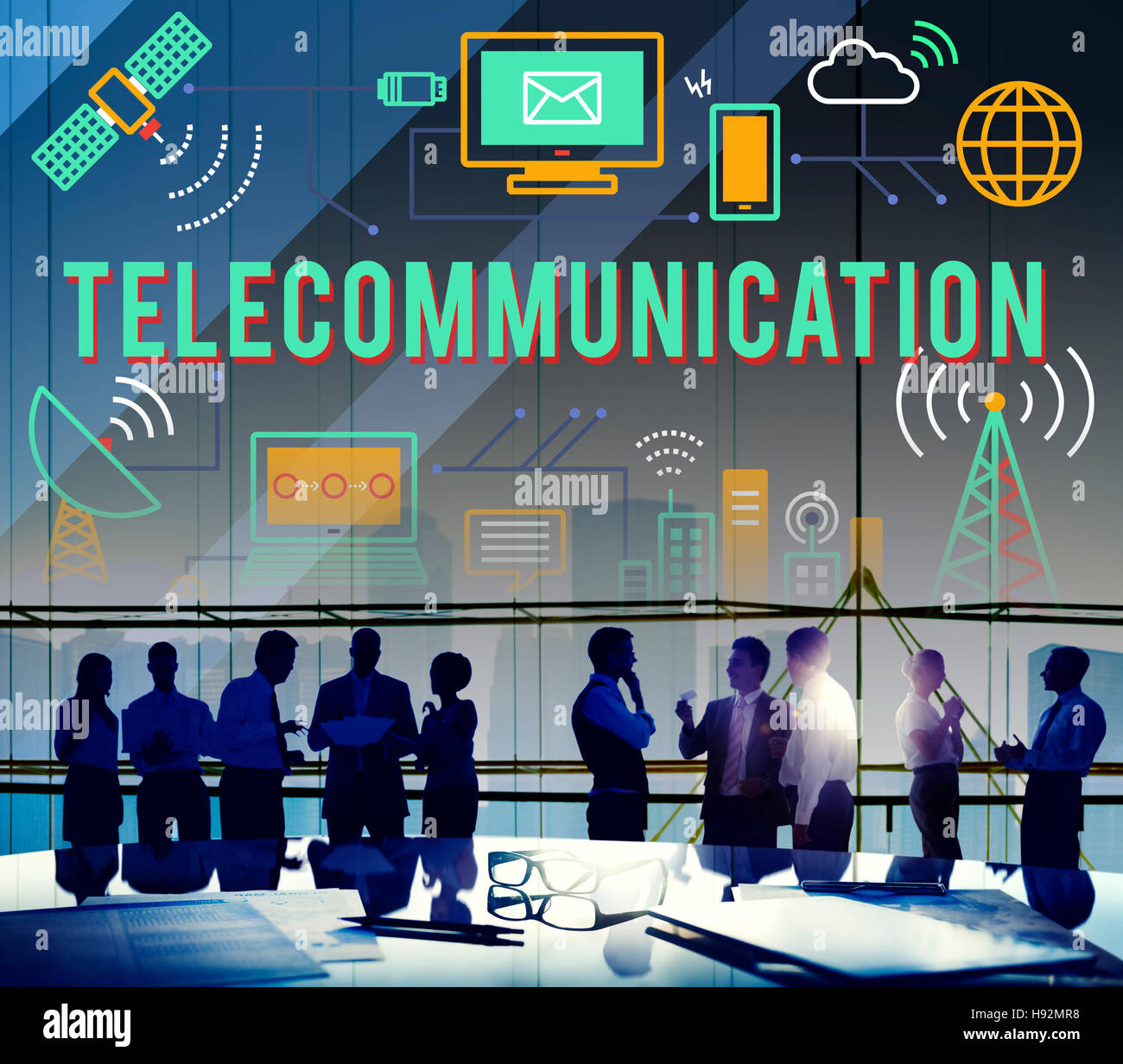 Telecommunication Connection Links Networking Concept Stock Photo - Alamy