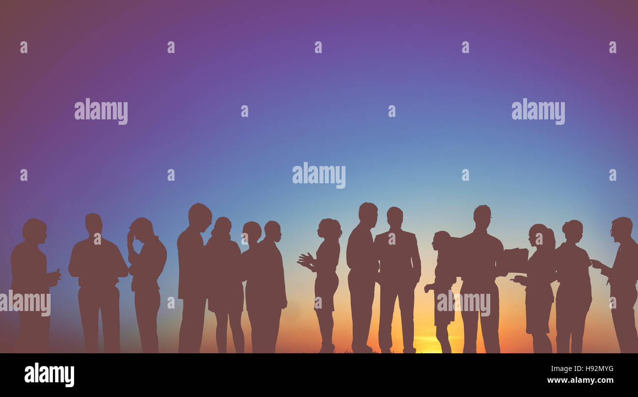 Group Business People Interaction Silhouette Concept Stock Photo - Alamy