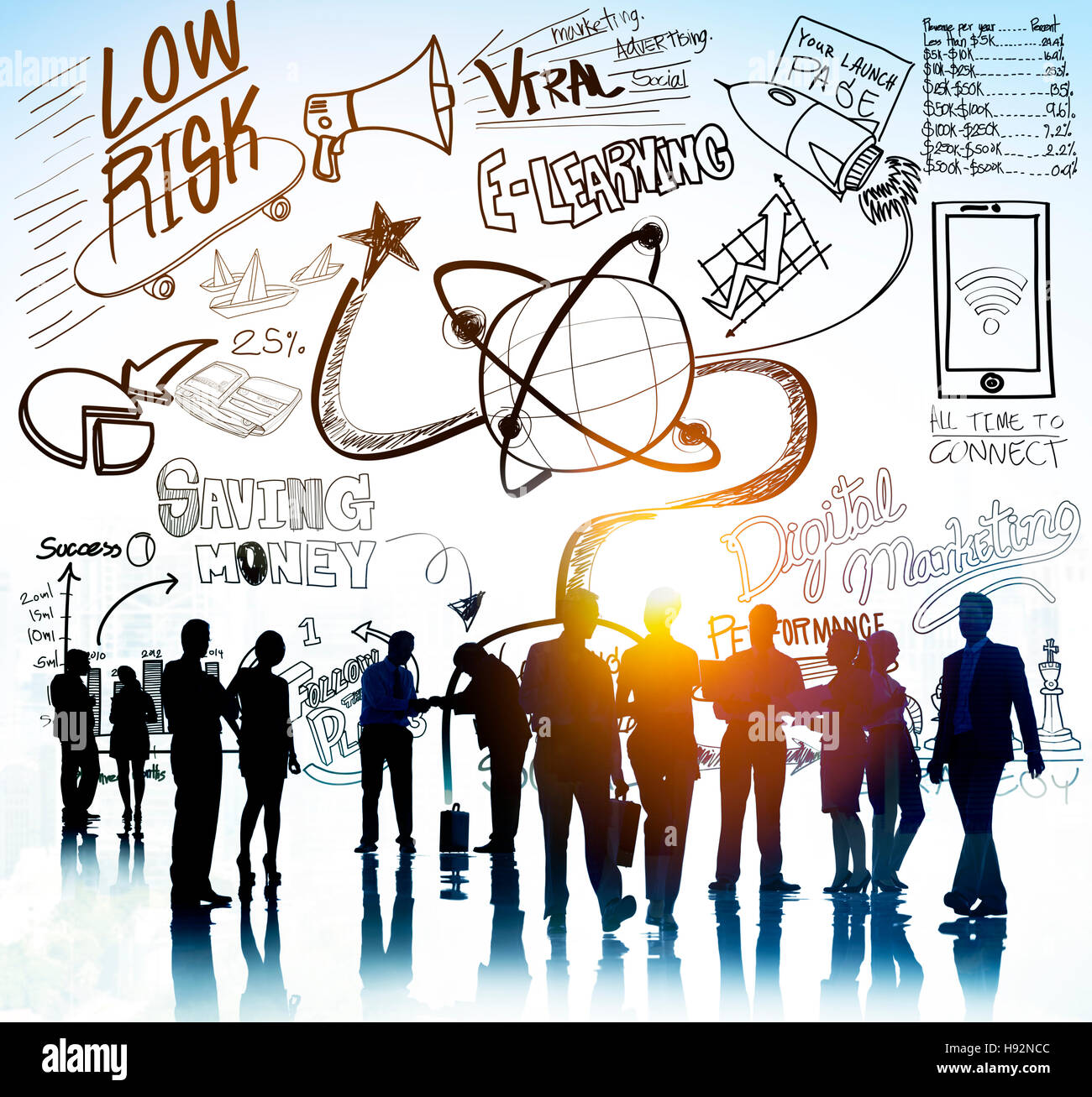 E-learning Education Sketch Drawing Doodle Concept Stock Photo - Alamy