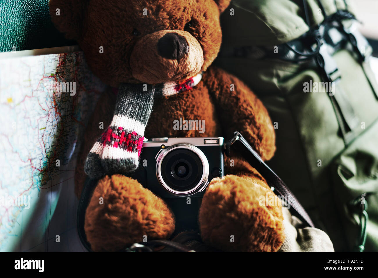 Camping Teddy Bear Travel Roadtrip Concept Stock Photo - Alamy