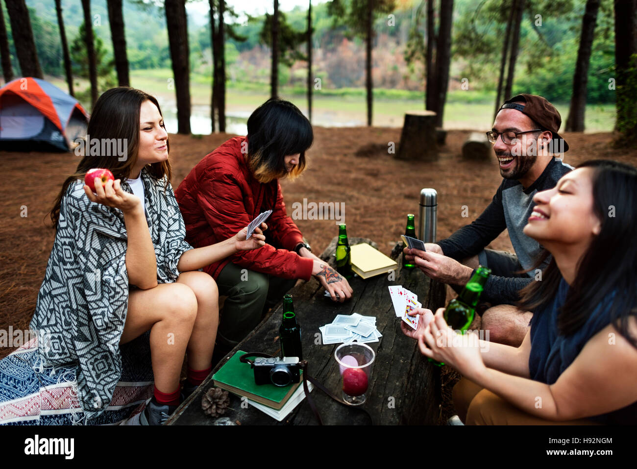 Group of Friends Hanging Playing Cards Together Concept Stock Photo - Alamy