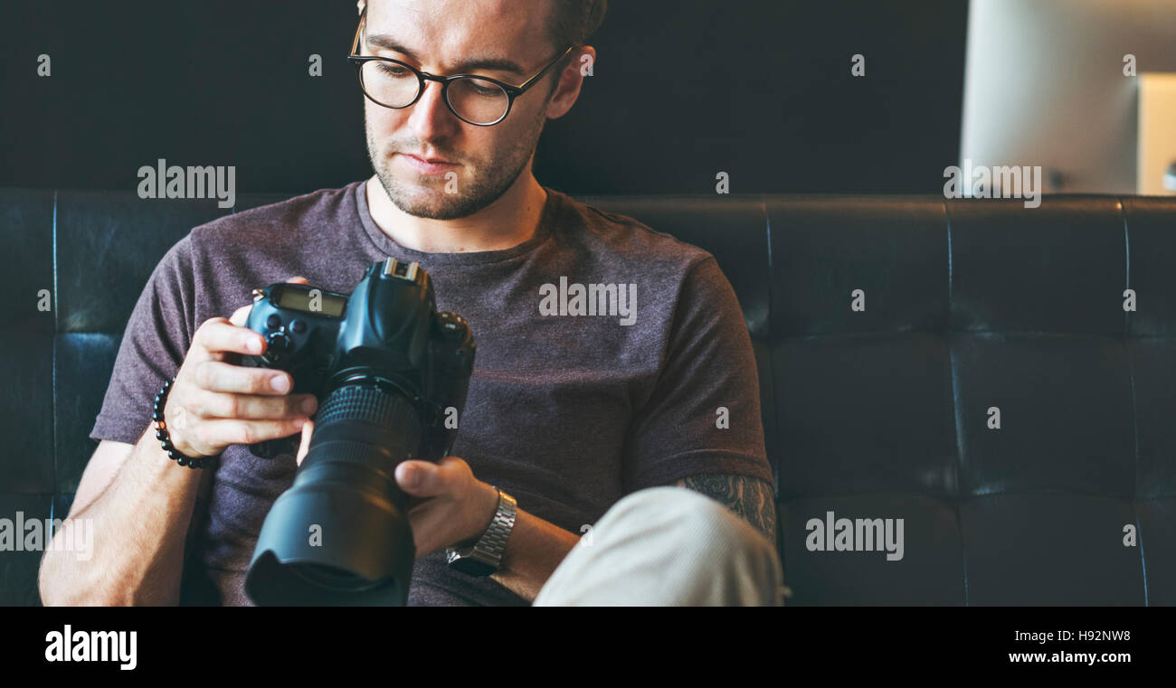 Photographer Working Checking Photo Concept Stock Photo - Alamy