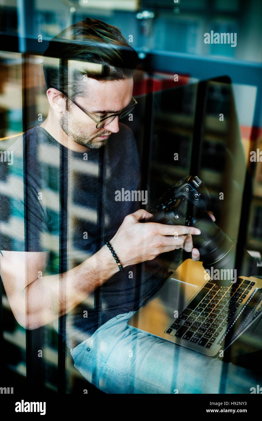 Photographer Working Checking Photo Concept Stock Photo - Alamy