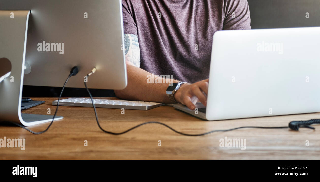 Laptop Connection Electronic Networking Relax Concept Stock Photo - Alamy