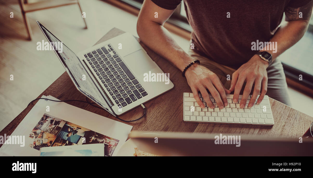 Man Working Connection Digital Devices Concept Stock Photo - Alamy