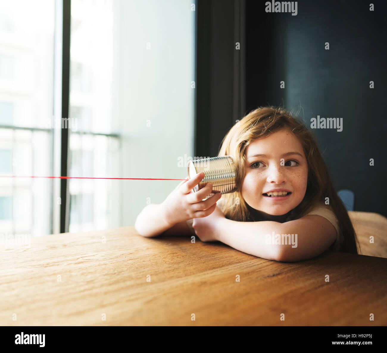 Girl Listening Audio Casual Communication Relax Concept Stock Photo - Alamy