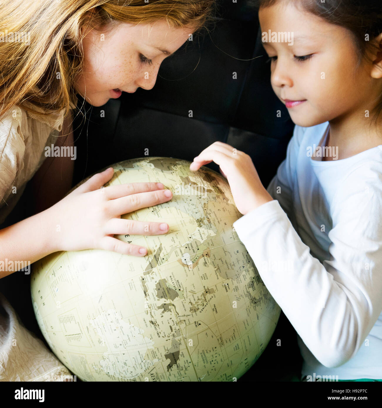 Girl Friends Global World Planet Learning Unity Concept Stock Photo - Alamy