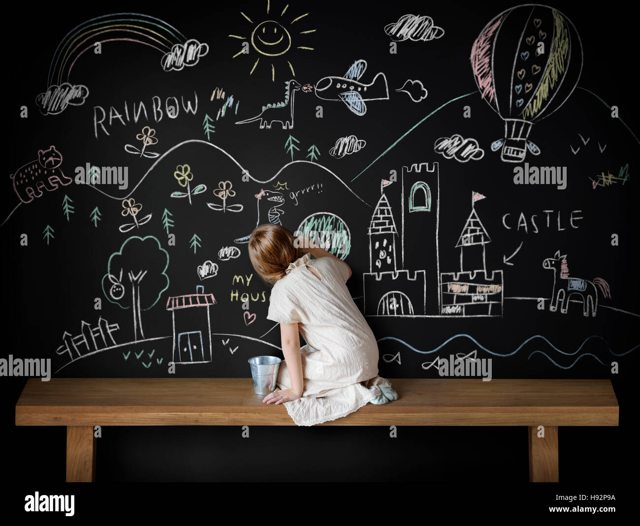 Creative Drawing Imagination Girl Blackboard Concept Stock Photo - Alamy Creative Drawing Imagination Girl Blackboard Concept Stock Photo - Alamy