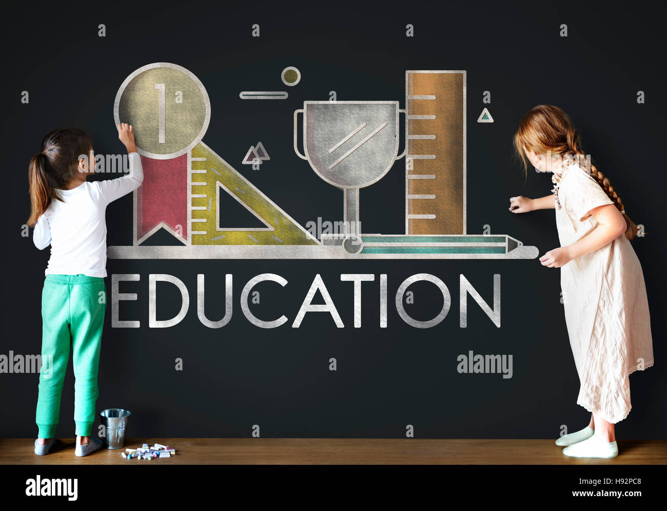 Child writing classroom ruler hi-res stock photography and images - Alamy