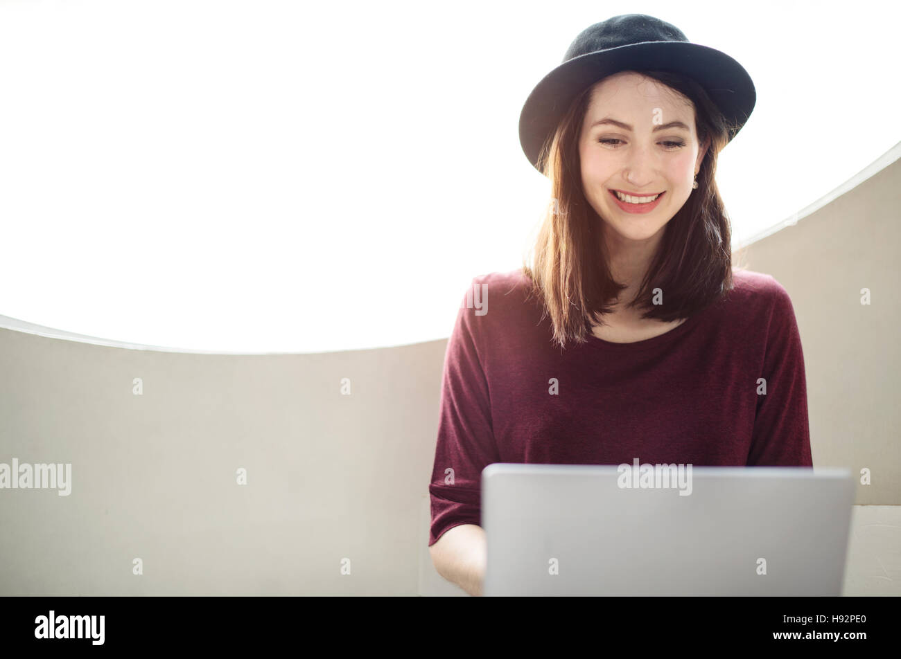 Woman Laptop Browsing Searching Technology Concept Stock Photo - Alamy
