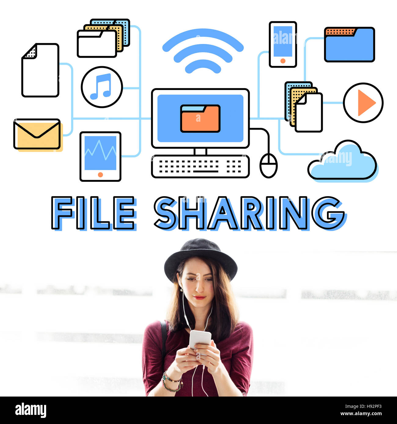 file Sharing Technology Data Transfer Concept Stock Photo - Alamy
