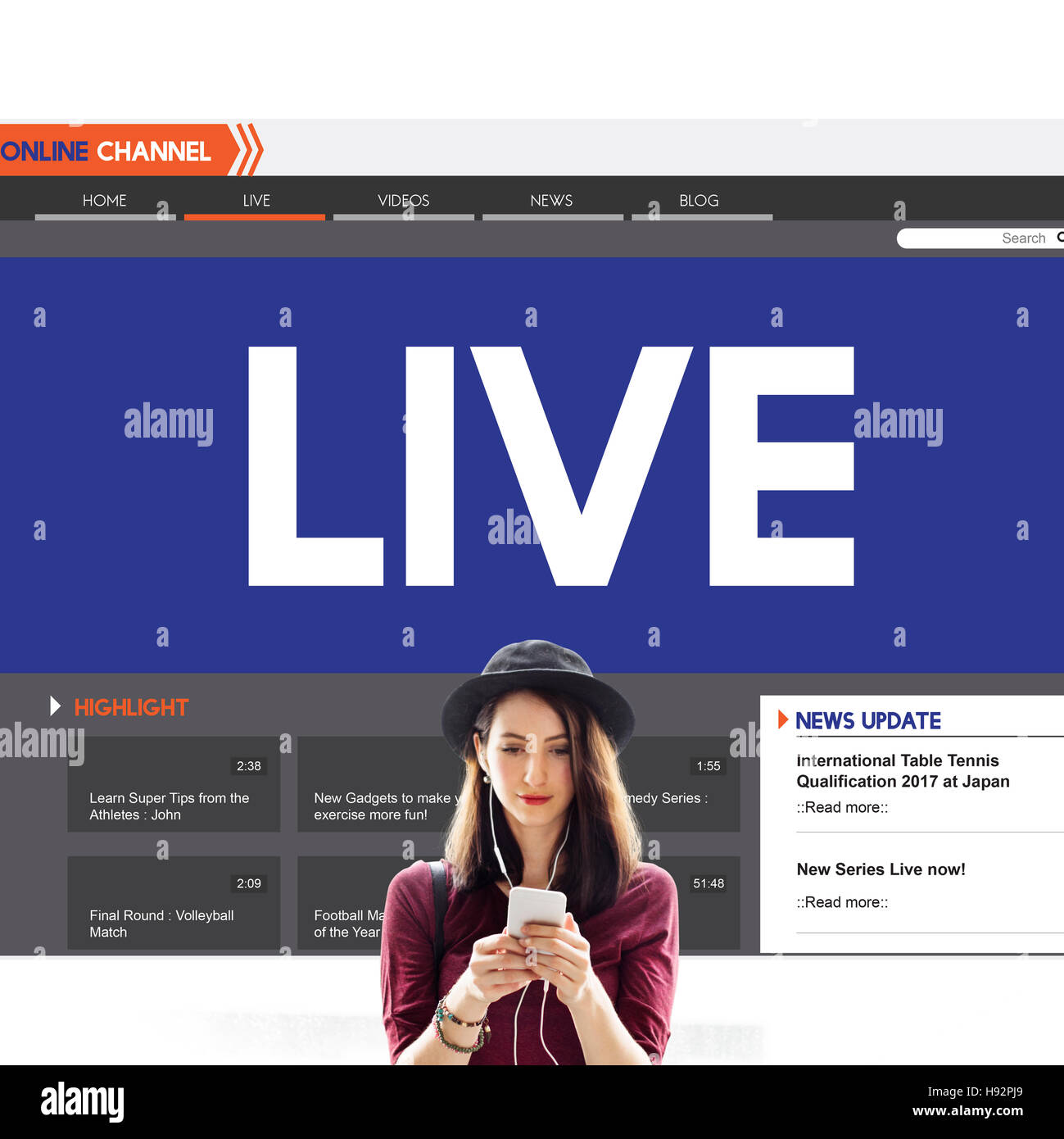 Live Broadcast Media News Online Concept Stock Photo - Alamy