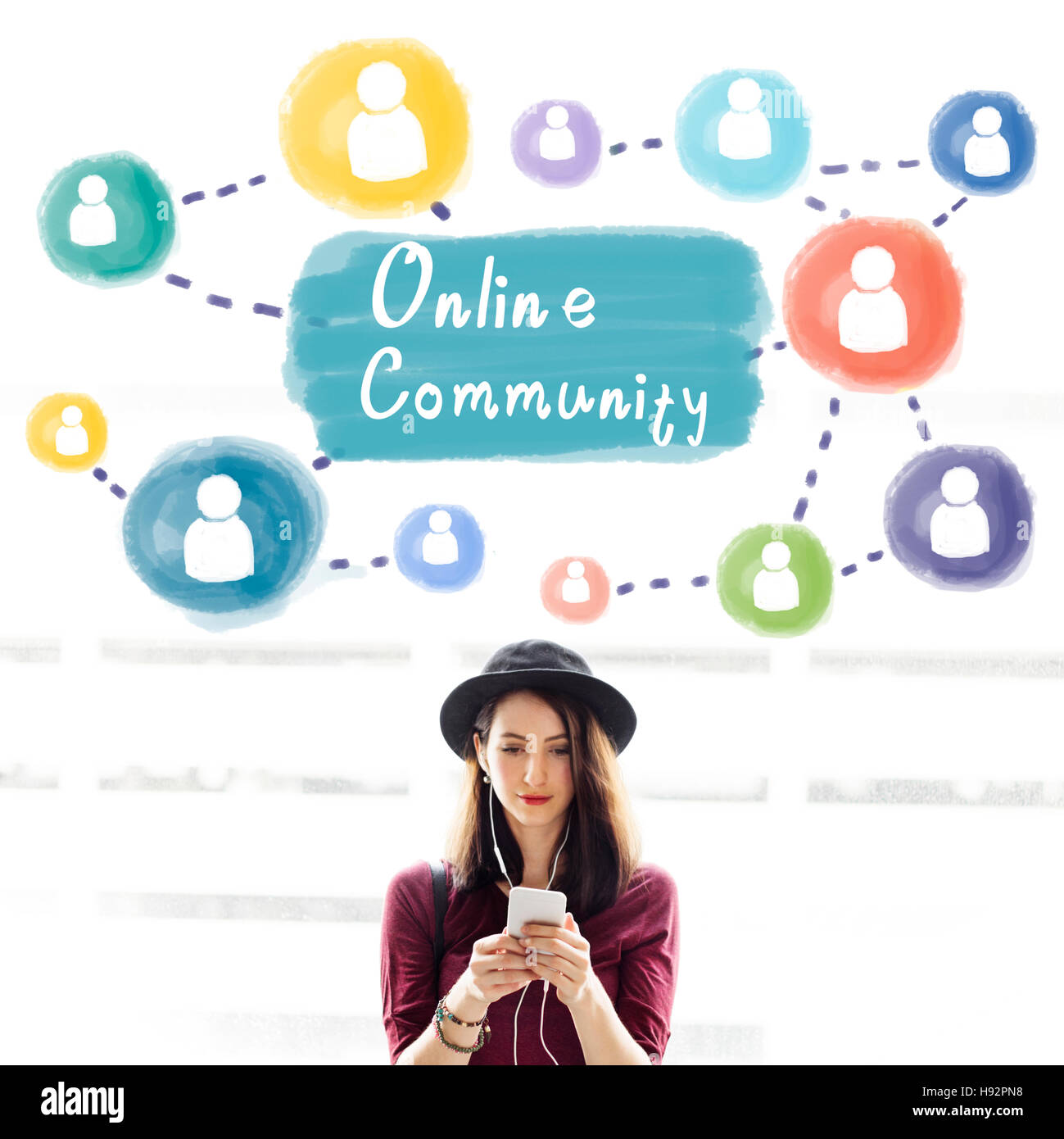 Online Community Sharing Communication Society Concept Stock Photo - Alamy