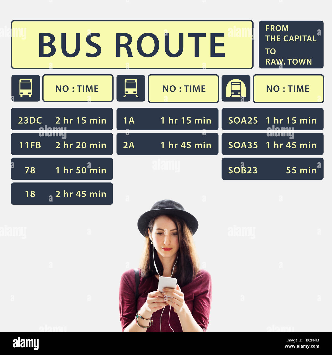 Bus Route Express Terminal Schedule Concept Stock Photo - Alamy