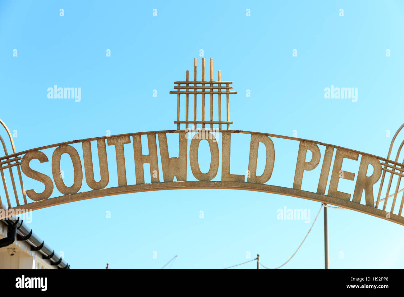 South Pier welcome sign Stock Photo - Alamy