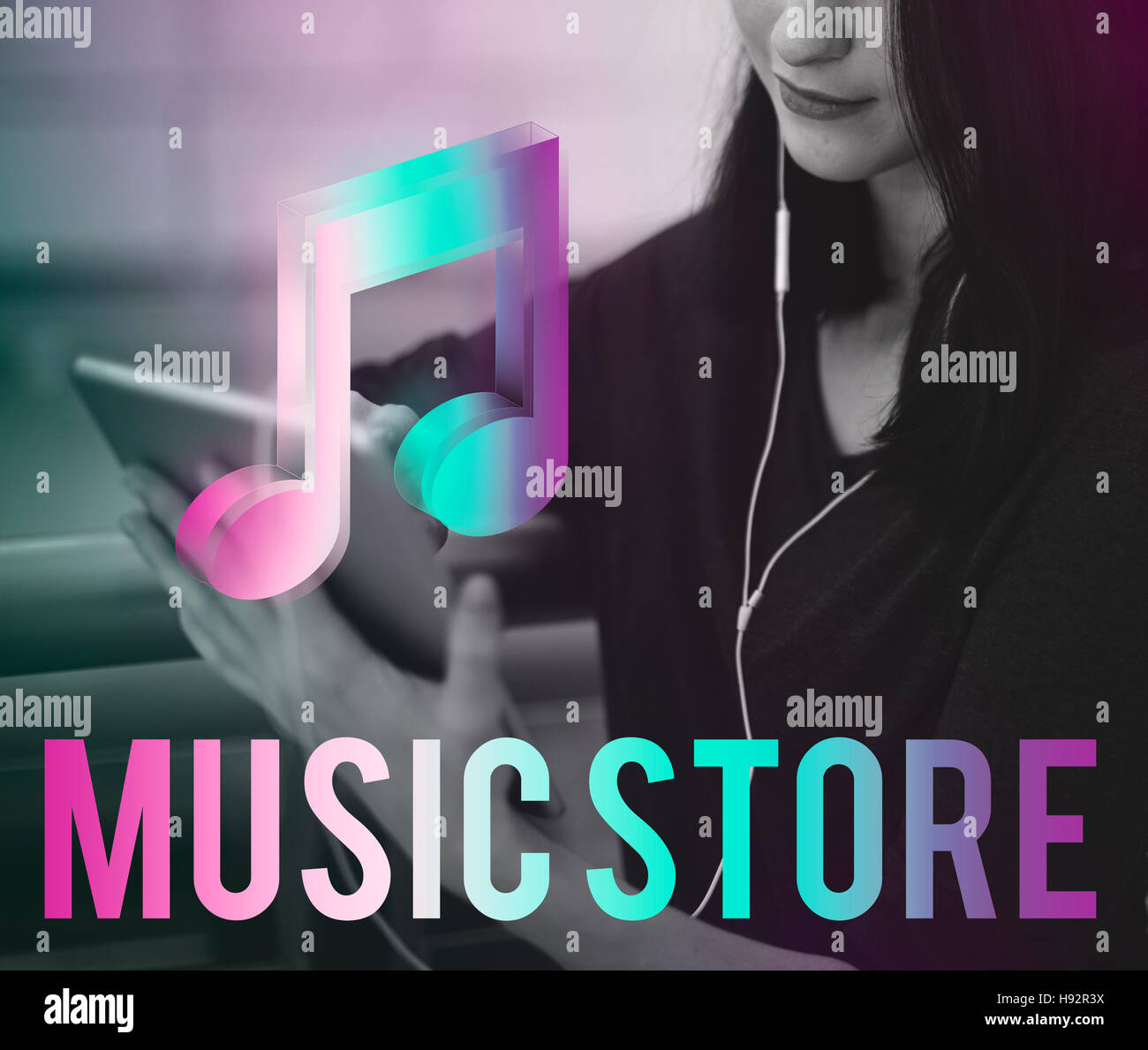 Audio Store Music Note Icon Graphic Concept Stock Photo - Alamy
