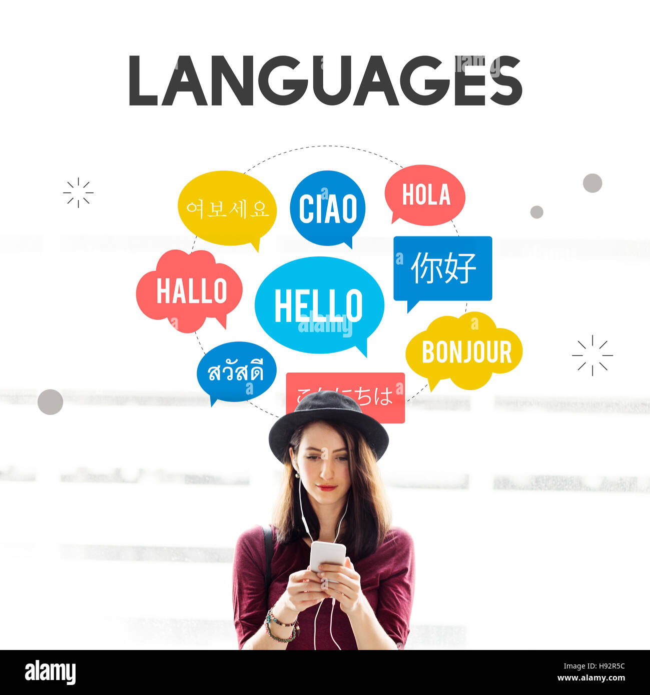 Multilingual Greetings Languages Concept Stock Photo - Alamy