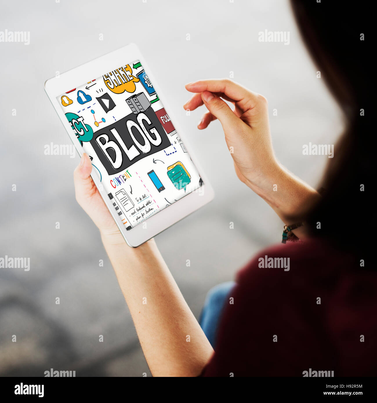 Blog Network Social Media Graphics Concept Stock Photo - Alamy