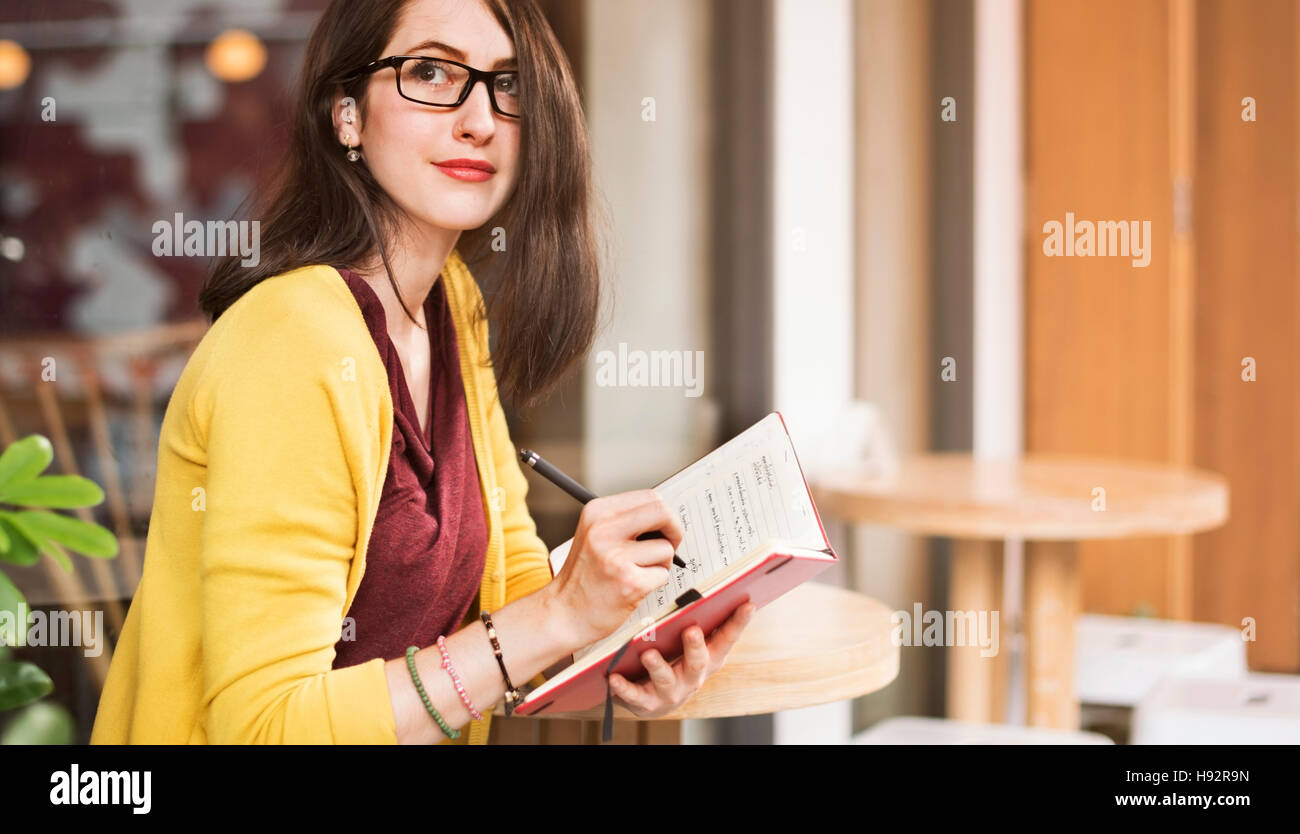 Beautiful Lady Writing Notebook Diary Concept Stock Photo - Alamy