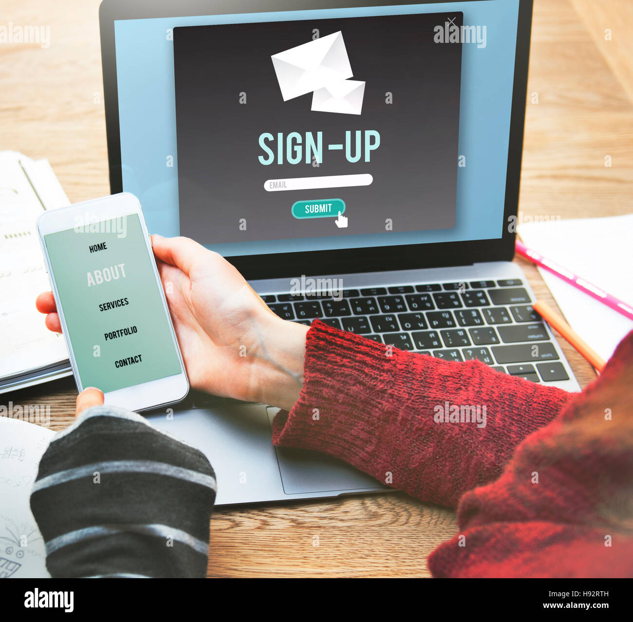 Sign-in Sign-up Application Apply Enroll Enter Concept Stock Photo - Alamy