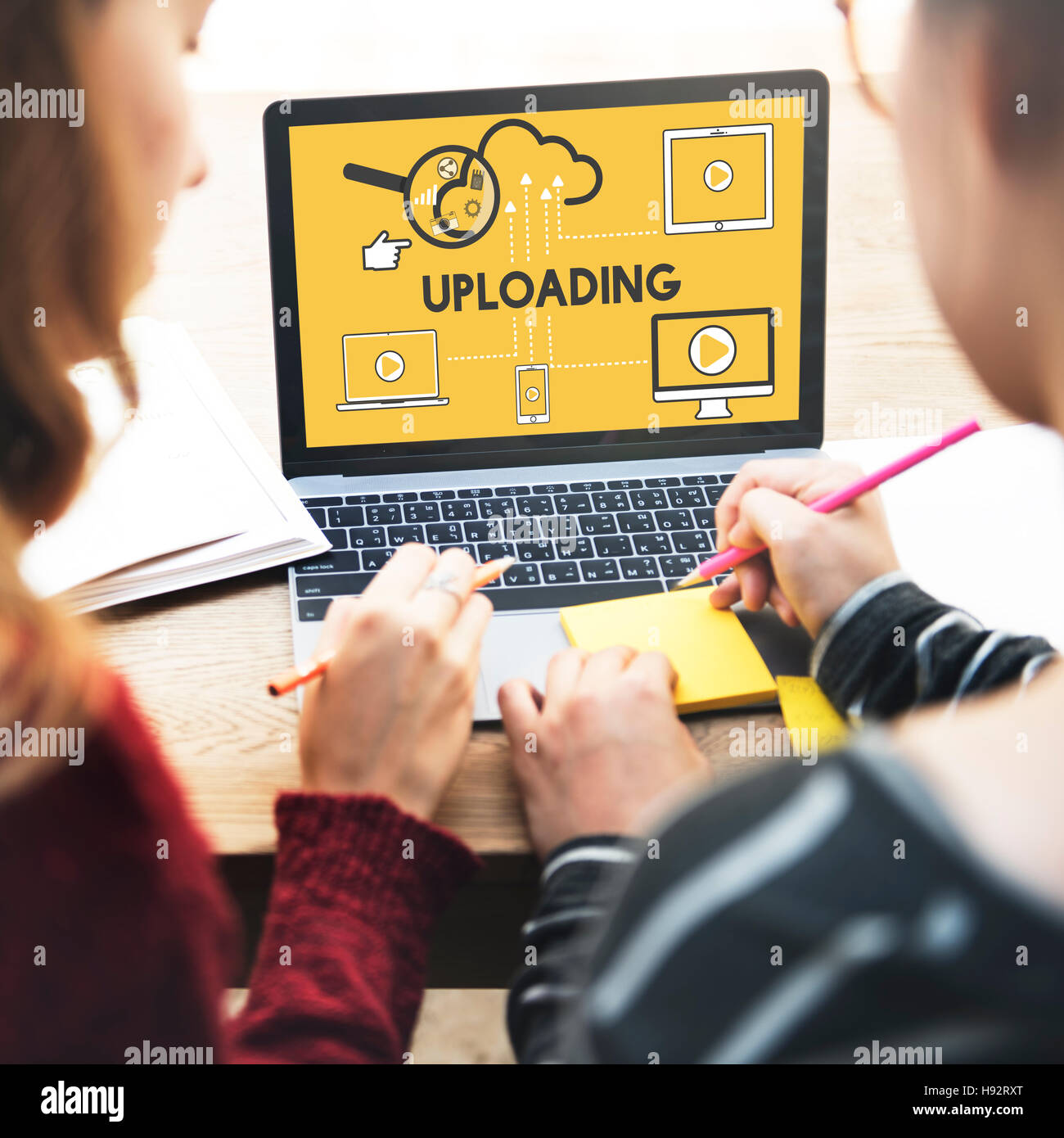 Upload Uploading Storage Cloud Devices Concept Stock Photo - Alamy