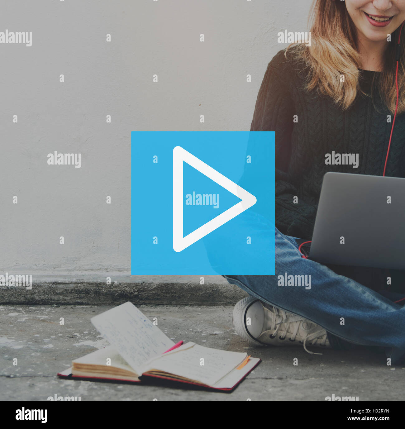 Play Button Icon Multimedia Start Beginning Playing Concept Stock Photo ...