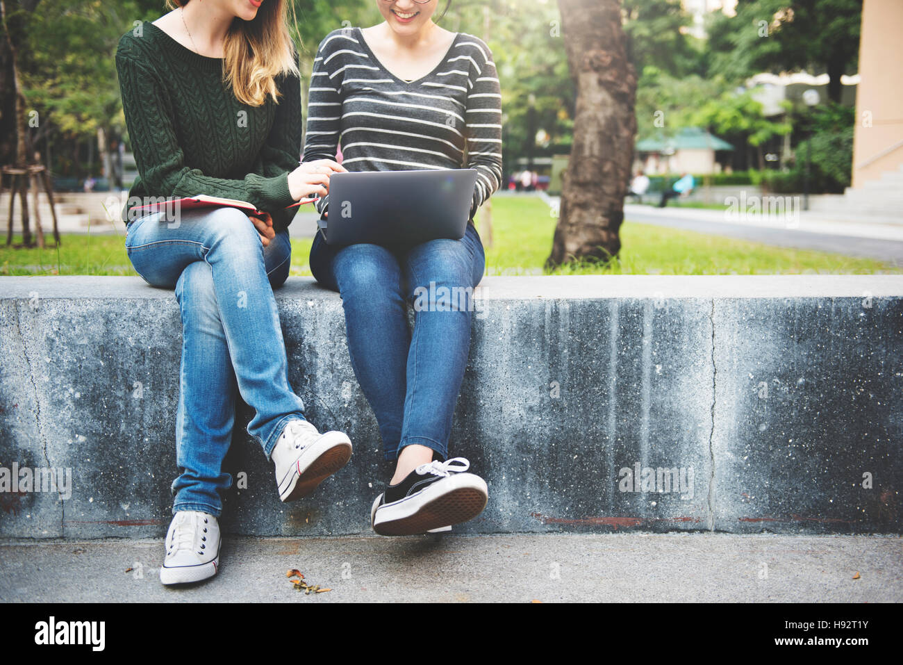 Women Friendship Studying Brainstorming Technology Concept Stock Photo ...