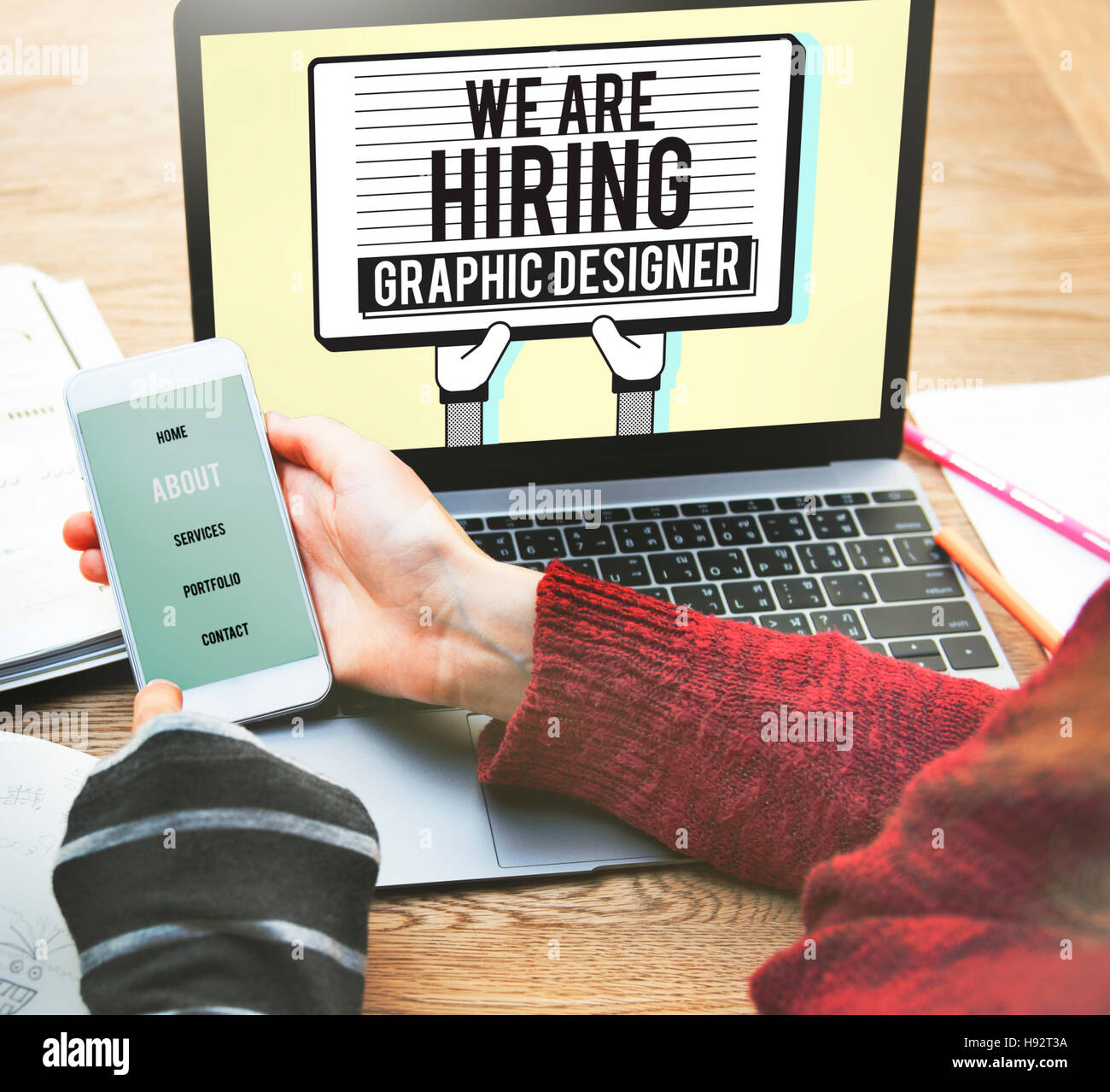 Hiring Graphic Designer Creative Sketch Visual Concept Stock Photo - Alamy