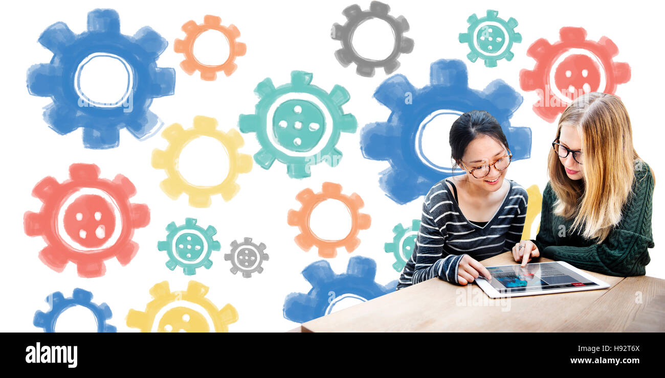 Cog Collaboration Digital Technology Concept Stock Photo - Alamy
