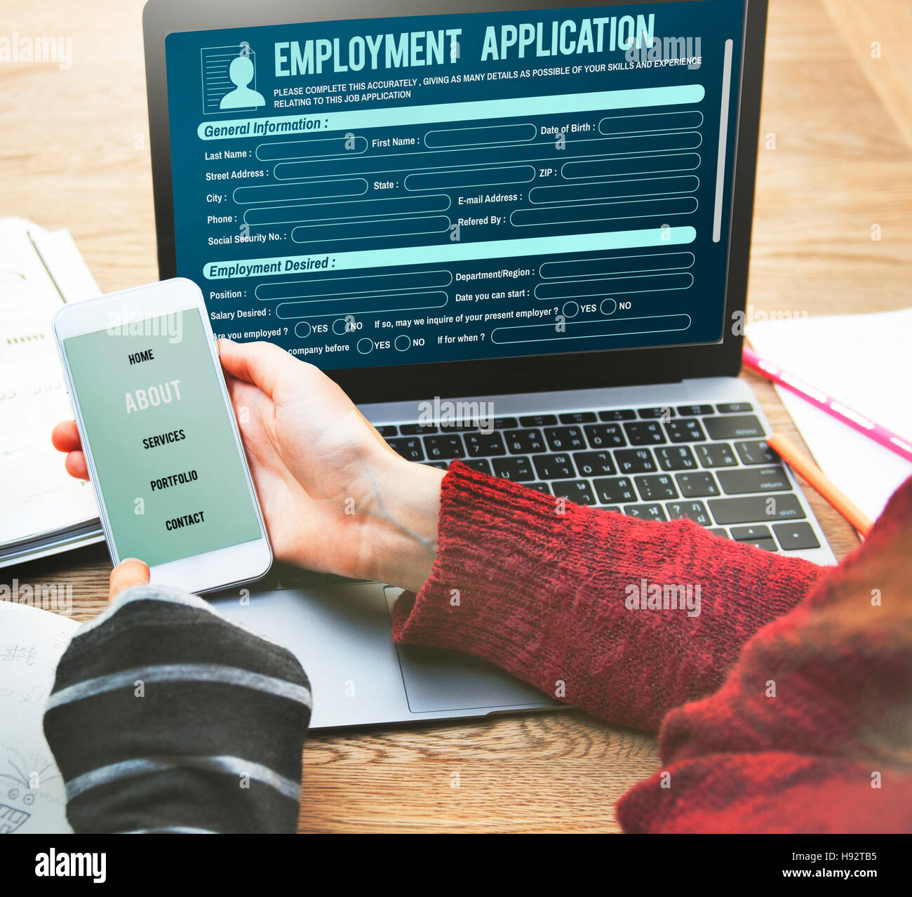Online Web Job Application Form Concept Stock Photo - Alamy